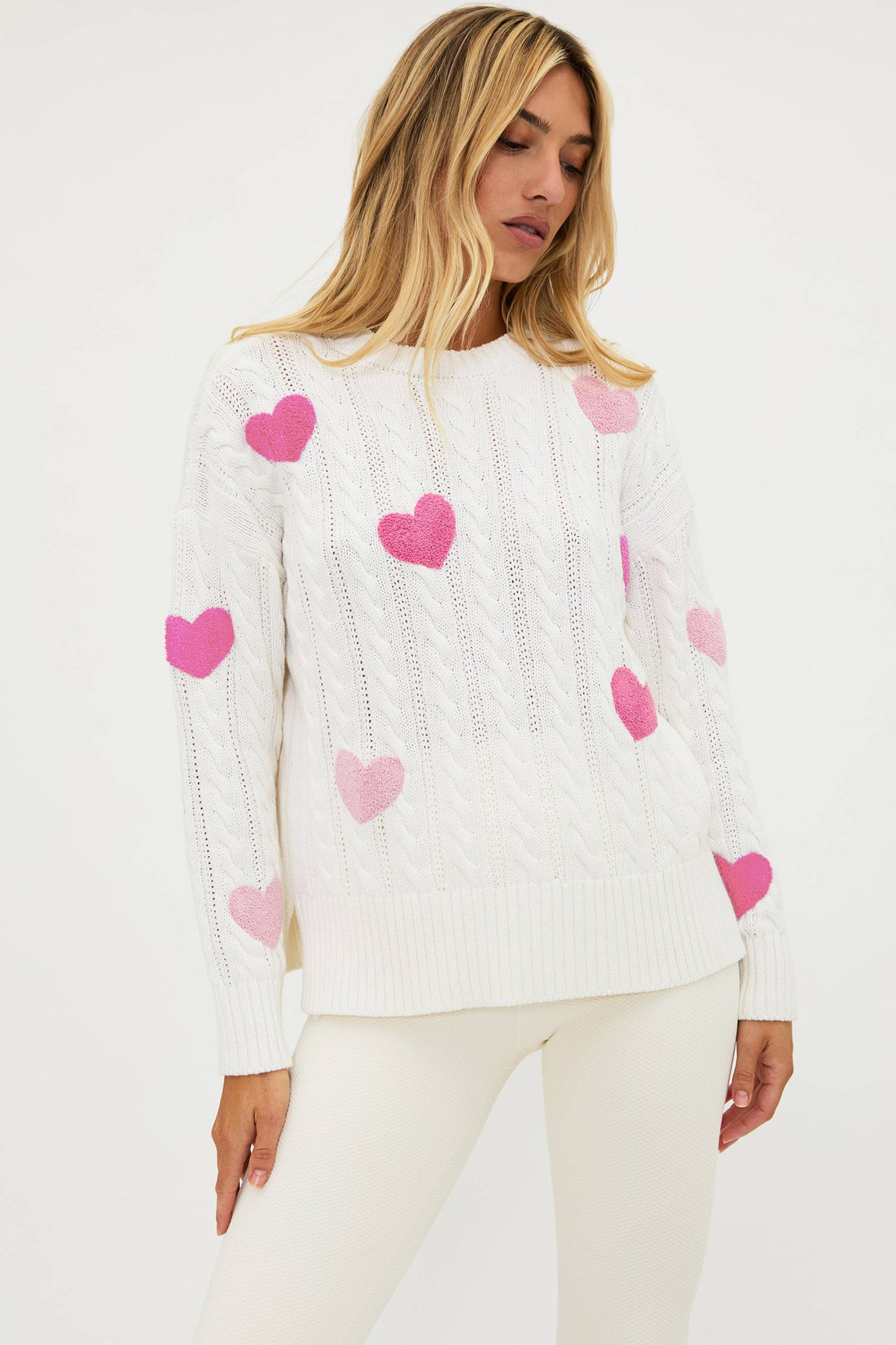 Beach Riot | Callie Sweater Love Ivory Cable | Valentines Sweaters ...