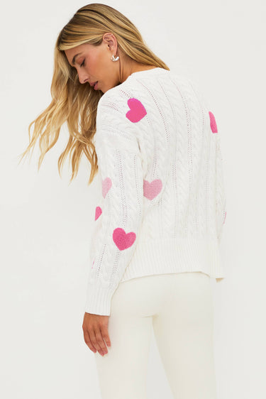 Beach Riot | Callie Sweater Love Ivory Cable | Valentines Sweaters ...