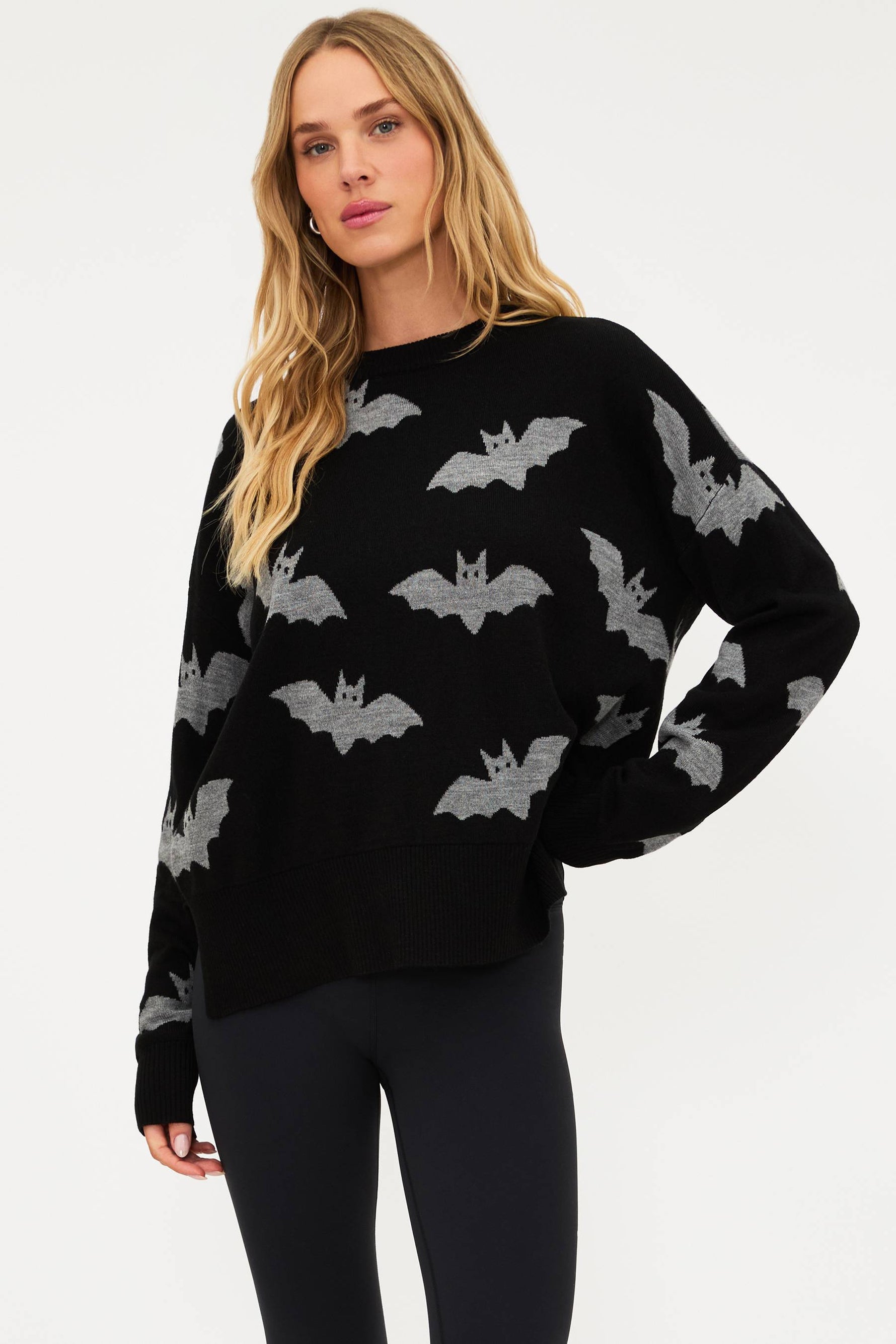 Beach Riot | Callie Sweater Grey Bats | Halloween Sweater | BEACH RIOT