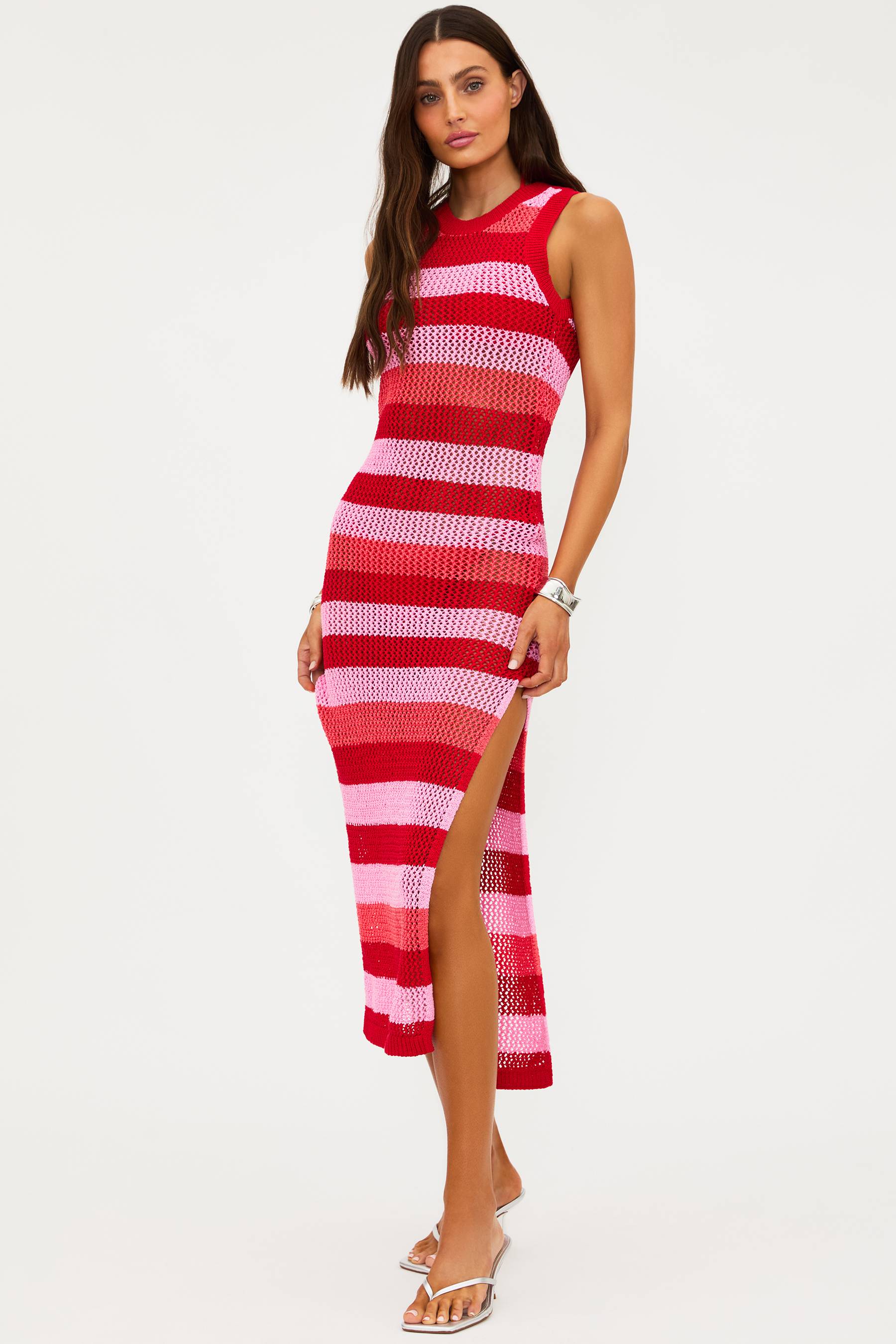 Beach Riot | Holly Rose Dress Ruby Stripe | Crochet Cover Up Midi Dress ...
