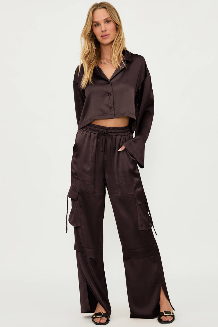 Beach Riot | Gianna Pant Java Satin | Women's Cargo Pant | Beach Riot