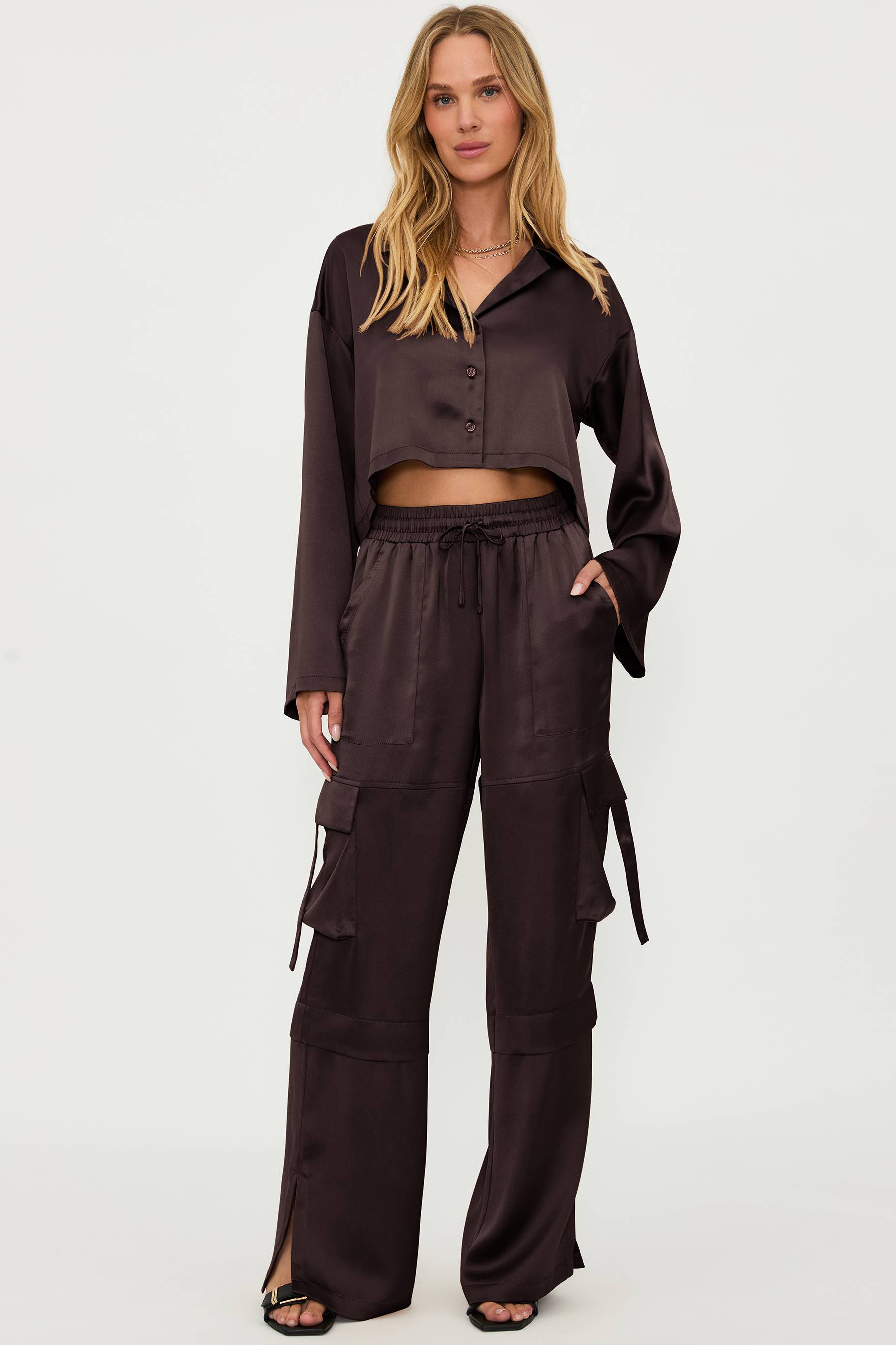 Beach Riot | Gianna Pant Java Satin | Women's Cargo Pant | Beach Riot